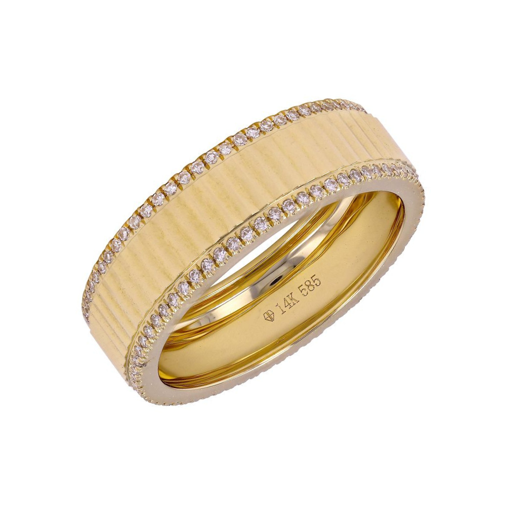 14K Natural Diamond Fluted Eternity Ring 6mm